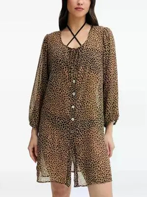 Michael Kors Leopard-print Button Blouse