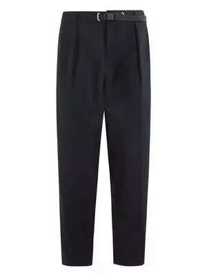 WHITE SAND Buckle-fastening Pleated Trousers - Black