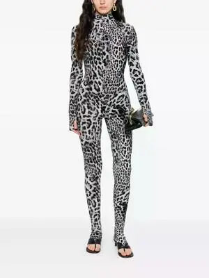 Norma Kamali Leopard-print Turtleneck Jumpsuit