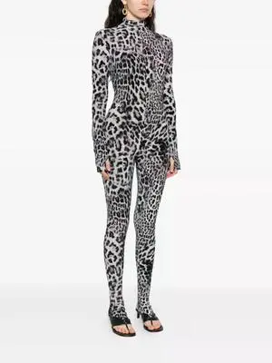 Norma Kamali Leopard-print Turtleneck Jumpsuit