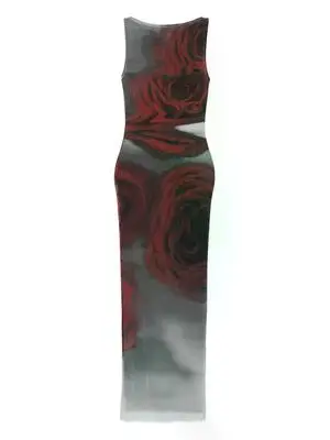 JEAN PAUL GAULTIER Rose-print Midi Dress - Grey