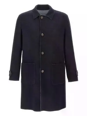 Eleventy Classic-collar Wool Coat - Blue