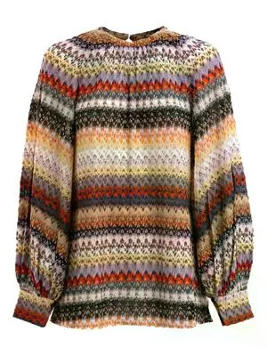 Missoni Striped Balloon-sleeve Top