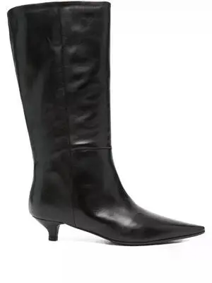 THEA MIKA Pointed-toe Leather Mid-calf Boots