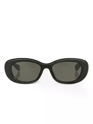 Gucci Gg Logo Oval-frame Sunglasses - Black
