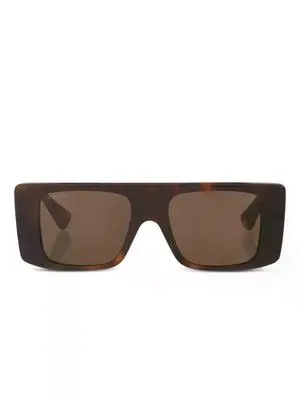 Gucci Rectangular Frame Sunglasses With Logo - Green