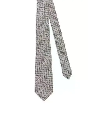 Giorgio Armani Geometric-pattern Neck Tie - Neutrals