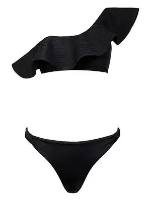 SOFIA ERHAN Ruffle One-shoulder Bikini - Black