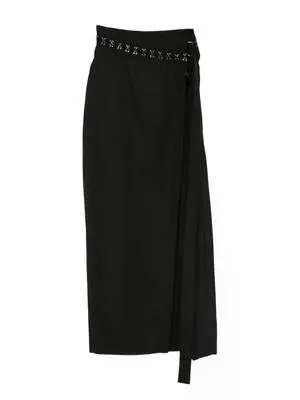 NISSA Embellished Wrap Midi Skirt