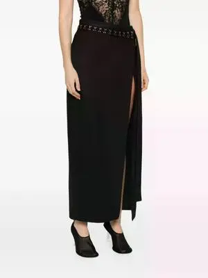 NISSA Embellished Wrap Midi Skirt