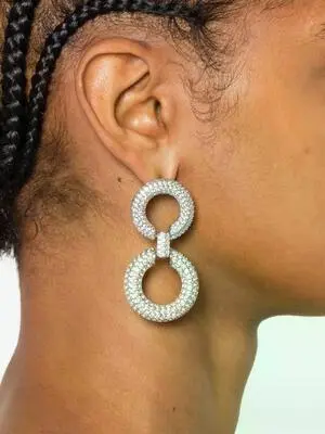 SELF-PORTRAIT Double-circle Embellished Earrings