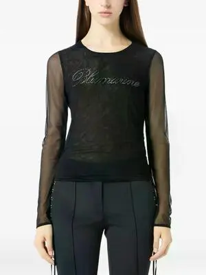 Blumarine Embellished Mesh Top