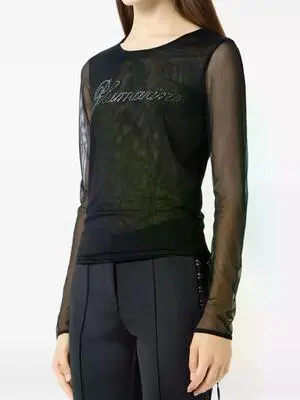 Blumarine Embellished Mesh Top