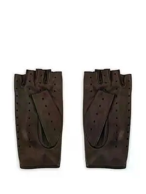Valentino Garavani Perforated Leather Gloves - Brown