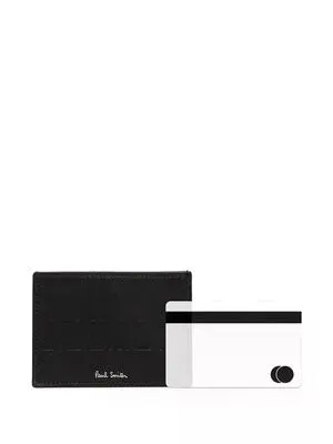 Paul Smith Shadow Stripe Leather Cardholder - Black