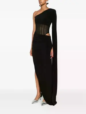 NISSA One-shoulder Maxi Dress With Sheer Insert