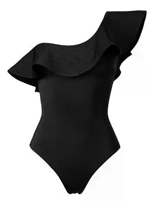 SOFIA ERHAN One-shoulder Ruffle Swimsuit - Black