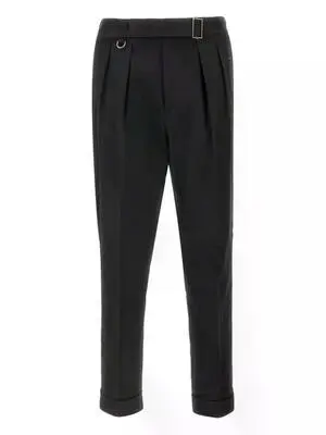 PAOLO PECORA Pleated Belted Trousers - Black
