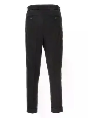 PAOLO PECORA Pleated Belted Trousers - Black