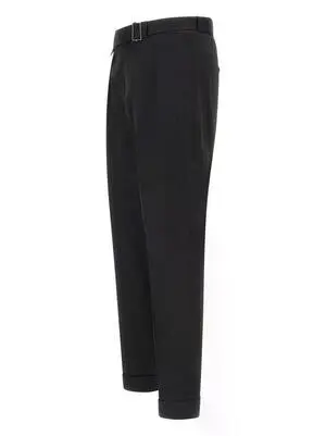 PAOLO PECORA Pleated Belted Trousers - Black