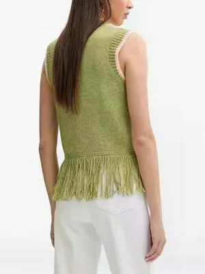NEVER FULLY DRESSED Fringe-trimmed Sleeveless Top
