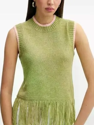 NEVER FULLY DRESSED Fringe-trimmed Sleeveless Top