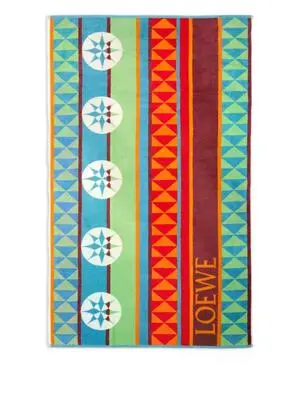 Loewe Geometric-pattern Towel - Green