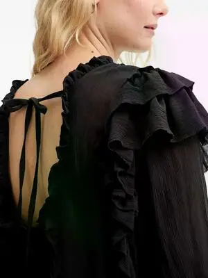 Munthe Smocked Ruffled Blouse - Black