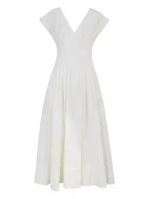 Simkhai Nina V-neck Pleated Midi Dress - White