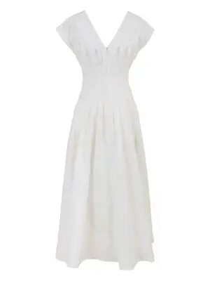 Simkhai Nina V-neck Pleated Midi Dress - White