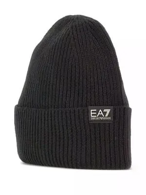 EA7 Ribbed Logo-patch Beanie - Black