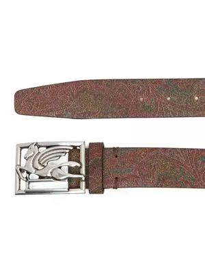 Etro Paisley Pegasus Leather Belt