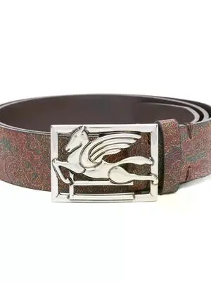 Etro Paisley Pegasus Leather Belt
