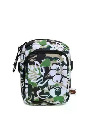 A BATHING APE Hibiscus-print Camouflage Messenger Bag - Green