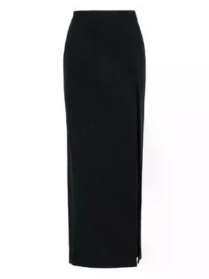 Alessandra Rich Side-split Wool-blend Skirt - Black