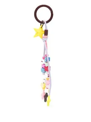 ICON DENIM LA Star-shaped Beaded Keyring - Brown
