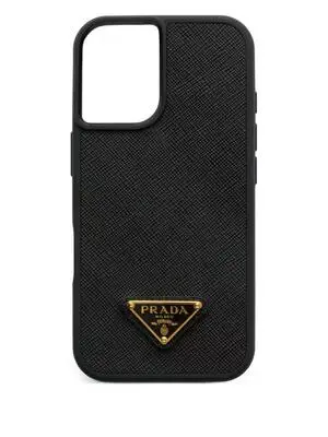 Prada Saffiano Leather Iphone 16 Case - Black