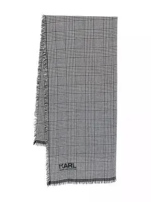 Karl Lagerfeld Houndstooth-check Wool Scarf - Black