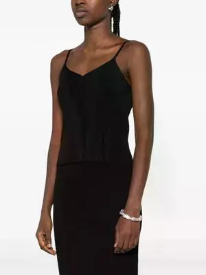 CFCL Ribbed V-neck Top - Black