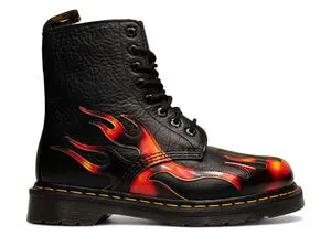 Dr. Martens 1460 Pascal Flame Boots - Black/vibrant Red/yellow