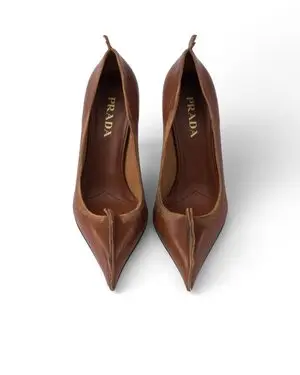 Prada Antiqued Leather Pumps - Brown