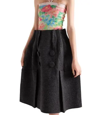 Prada Shetland Wool Midi Skirt - Grey