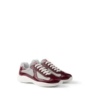 Prada Patent Leather And Technical Fabric America's Cup Sneakers - Red