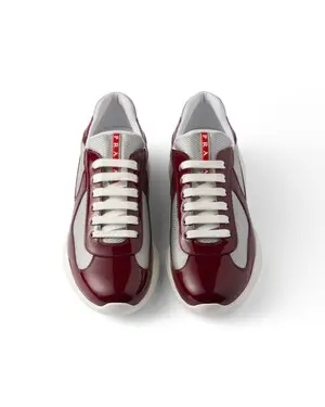 Prada Patent Leather And Technical Fabric America's Cup Sneakers - Red