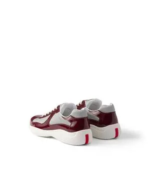 Prada Patent Leather And Technical Fabric America's Cup Sneakers - Red