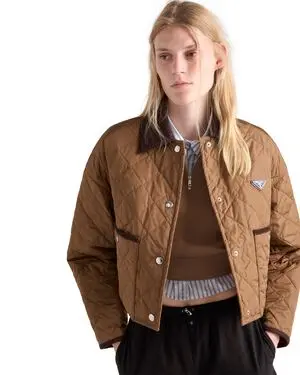Prada Light Re-nylon Cropped Jacket - Brown