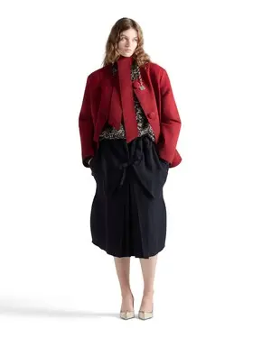 Prada Chevron Wool Midi Skirt - Blue