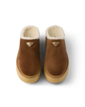 Prada Suede Slippers - Brown