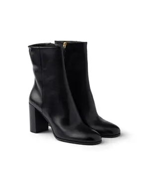Prada Leather Booties - Black