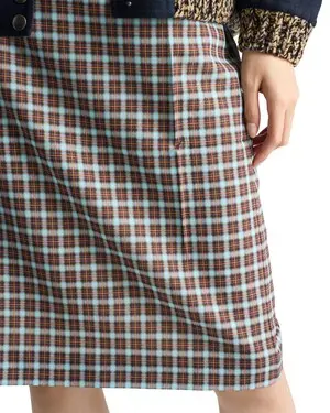 Prada Checked Stretch Georgette Skirt - Light Blue